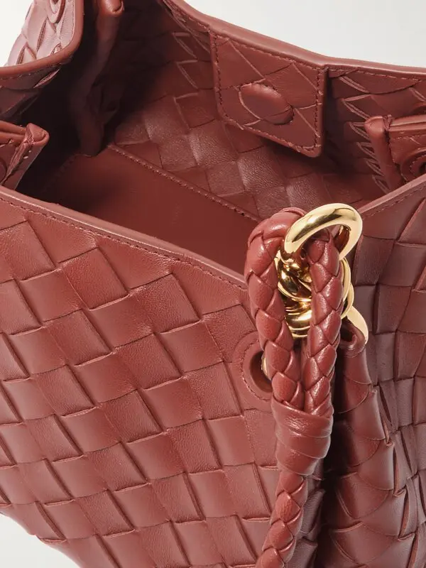Bottega Veneta Parachute Small Intrecciato Leather Shoulder Bag - Red