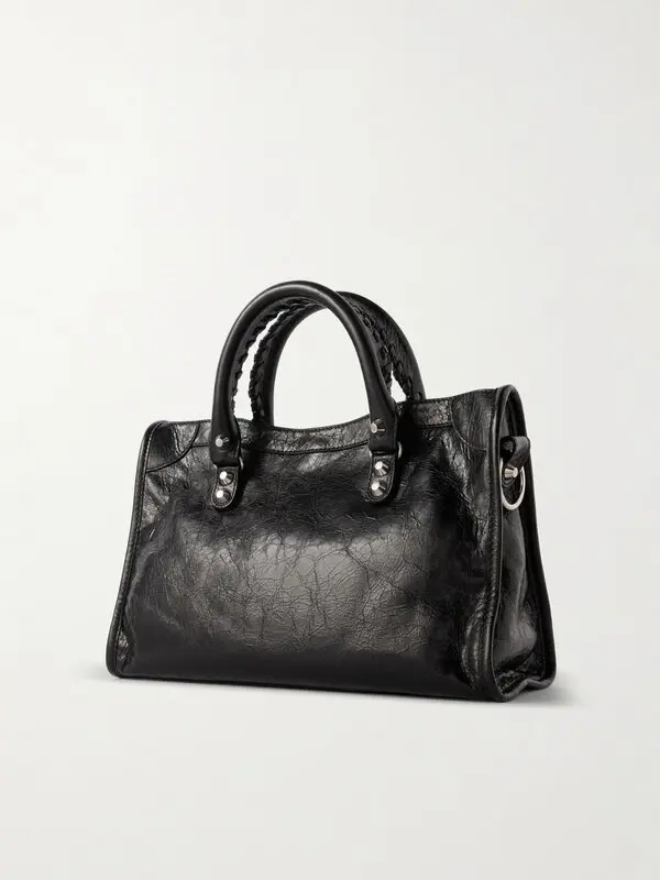 Balenciaga Le City Small Embellished Textured-leather Tote - Black