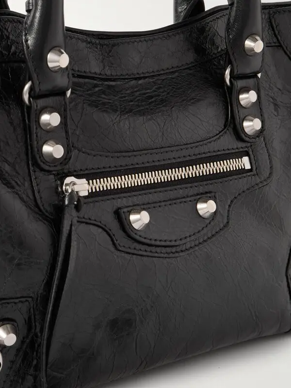 Balenciaga Le City Small Embellished Textured-leather Tote - Black