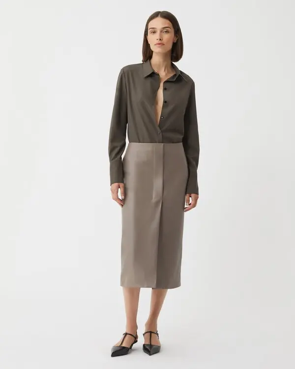 Veronica De Piante Nappa Leather Phoebe Skirt - Smog