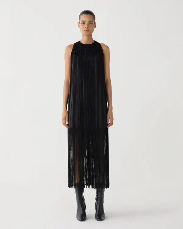 Veronica De Piante Celeste Fringe Dress - Black