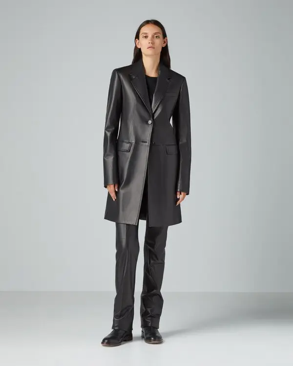 Veronica De Piante Stephanie Nappa Leather Coat - Black