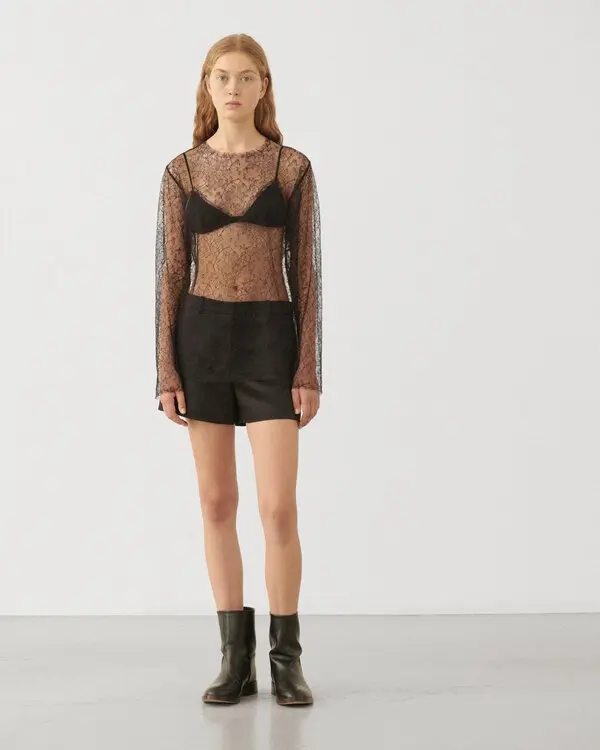 Veronica De Piante Isabel Lace Tee - Black