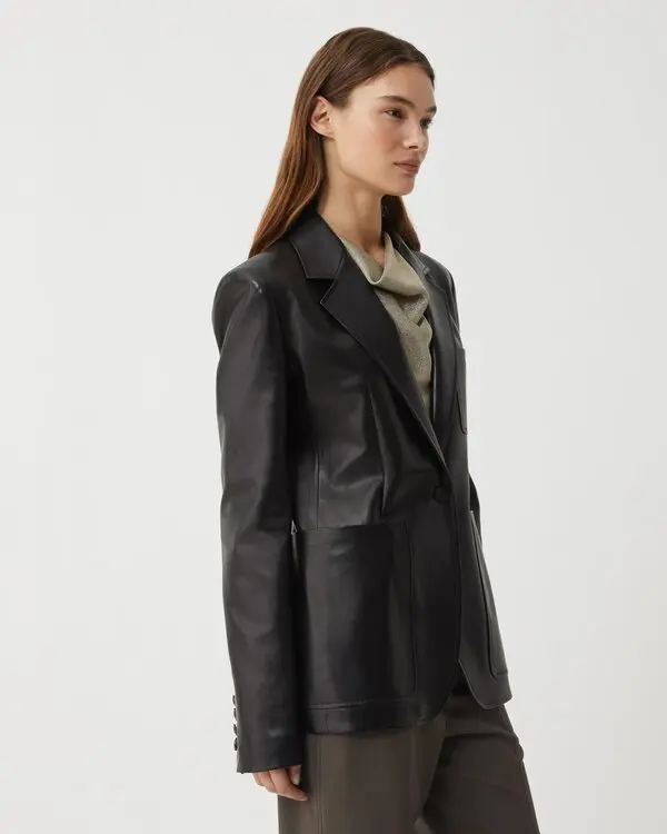 Veronica De Piante Faye Nappa Leather Jacket - Black