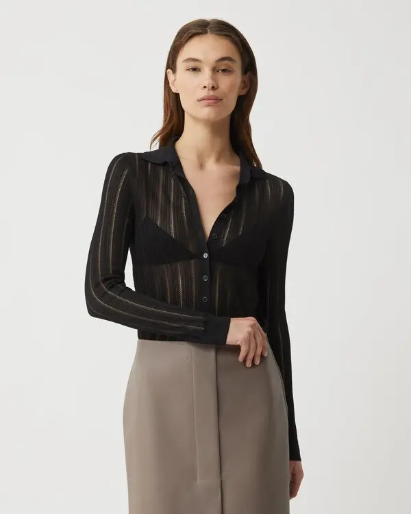 Veronica De Piante Lydia Silk Crepe Polo - Black