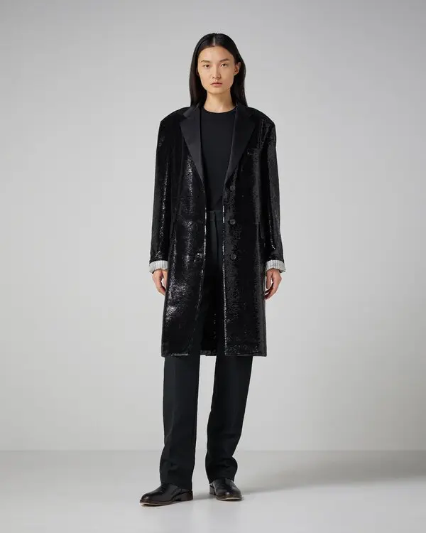 Veronica De Piante Arlo Sequin Coat - Black