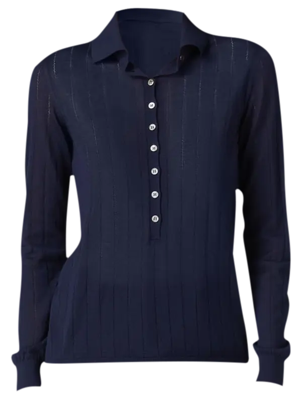 Veronica De Piante Luna Cashmere Polo Neck Sweater - Navy