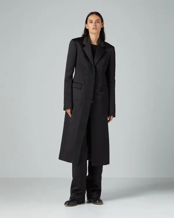 Veronica De Piante Freya Duchess Silk Coat - Black