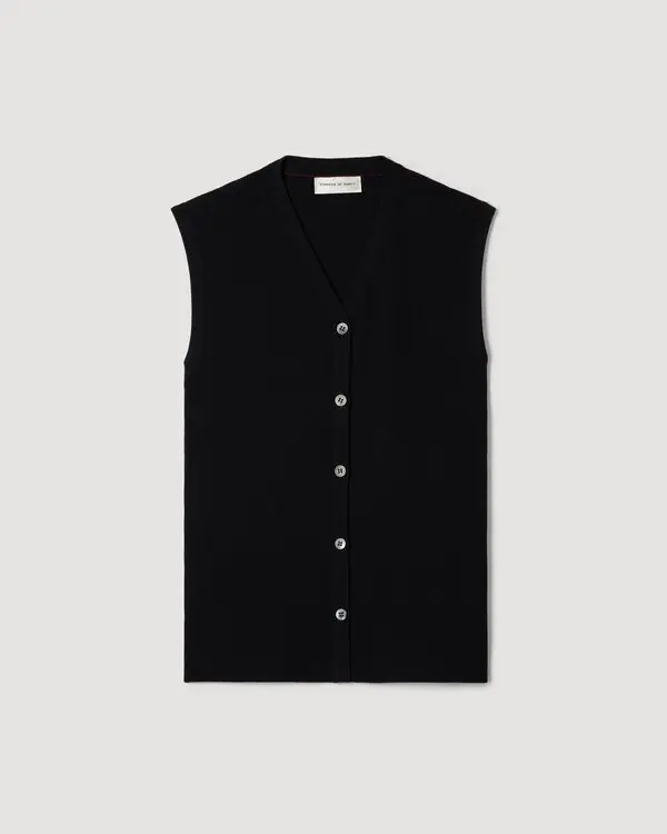 Veronica De Piante Alice Merino Wool Vest - Black
