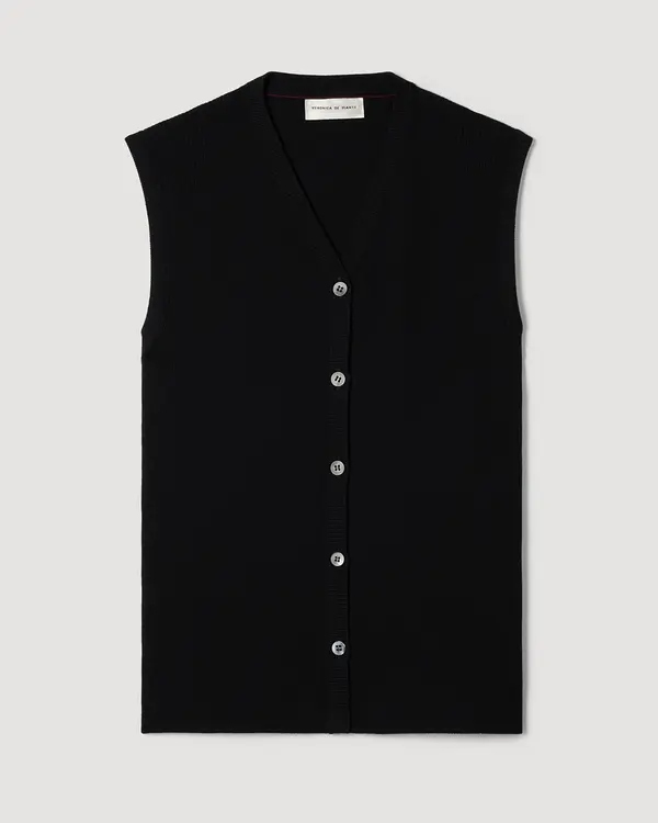 Veronica De Piante Alice Merino Wool Vest - Black