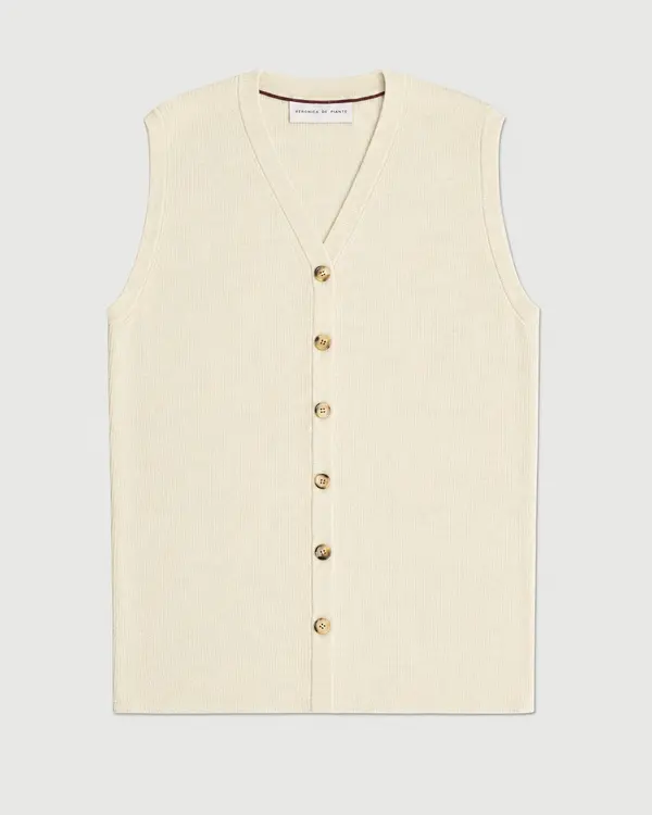 Veronica De Piante Alice Merino Wool Vest - Cream
