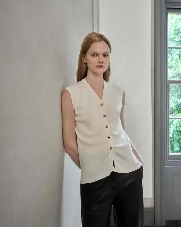 Veronica De Piante Alice Merino Wool Vest - White