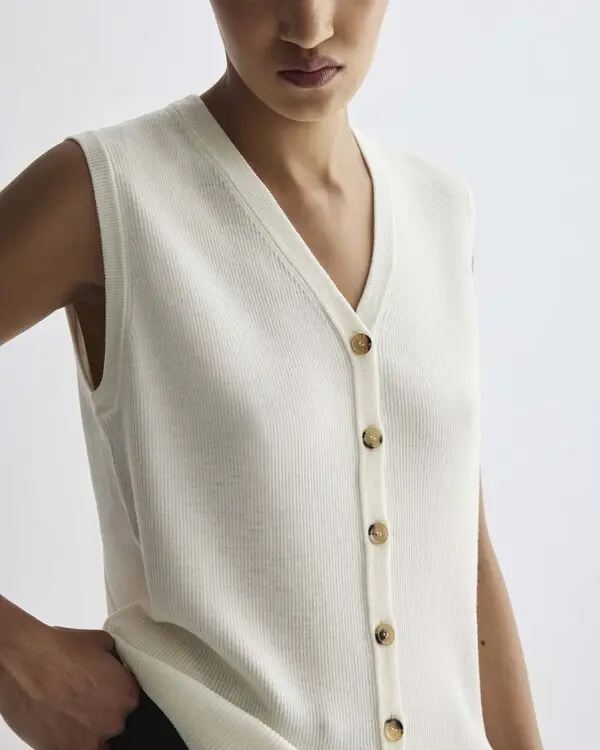 Veronica De Piante Alice Merino Wool Vest - White
