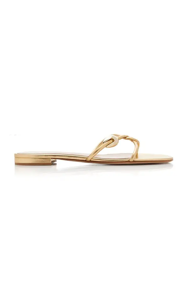 GIANVITO ROSSI Metallic Nappa Leather Flat Sandals