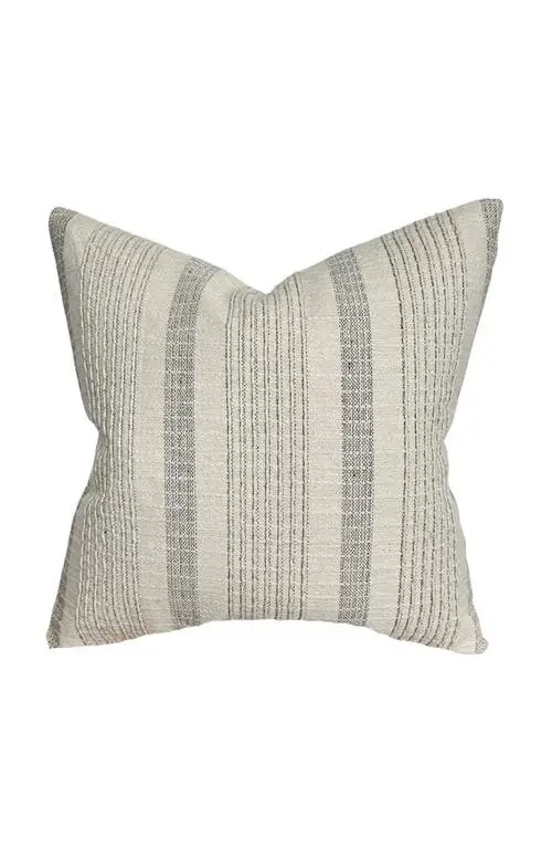 LINEN & JAMES Stevie Woven Ivory Charcoal Stripe Pillow Cover - Cream