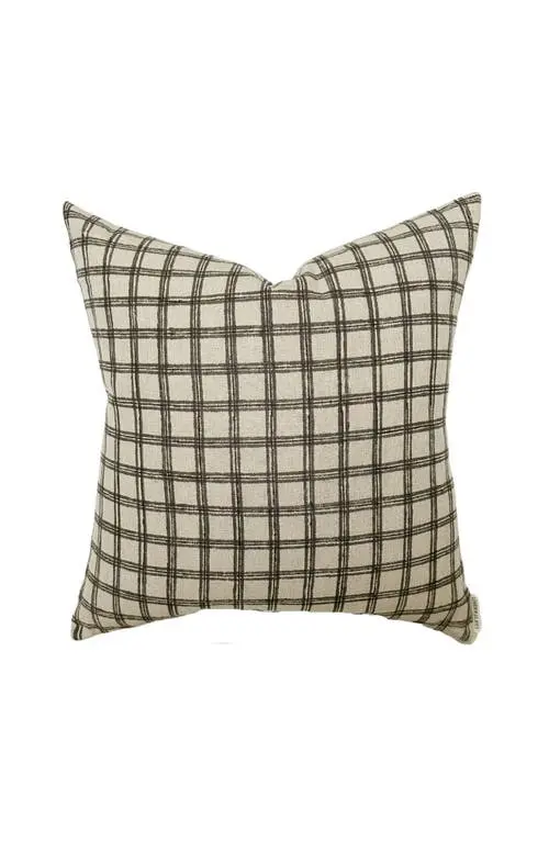 LINEN & JAMES Beck Blue Brown Plaid Pillow Cover - Natural