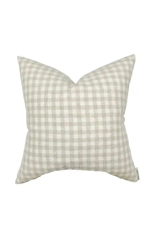 LINEN & JAMES Roe Ivory Tan Gingham Pillow Cover - Cream