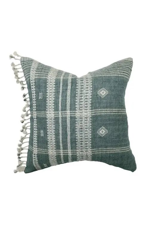 LINEN & JAMES Brea Indian Wool Pillow Cover - Dusty Blue