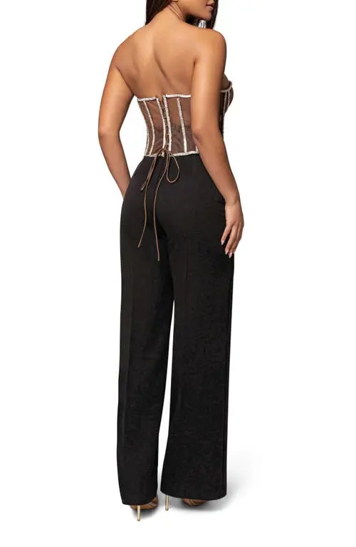 JLUXLABEL Rhinestone Corset Top - Brown
