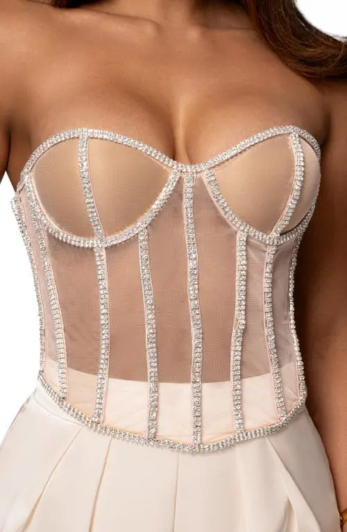 JLUXLABEL Rhinestone Corset Top - Ivory
