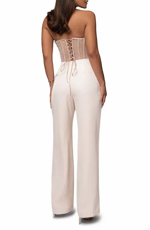 JLUXLABEL Rhinestone Corset Top - Ivory