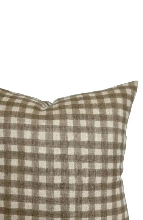 LINEN & JAMES Evan Soft Brown Gingham Handblock Pillow Cover