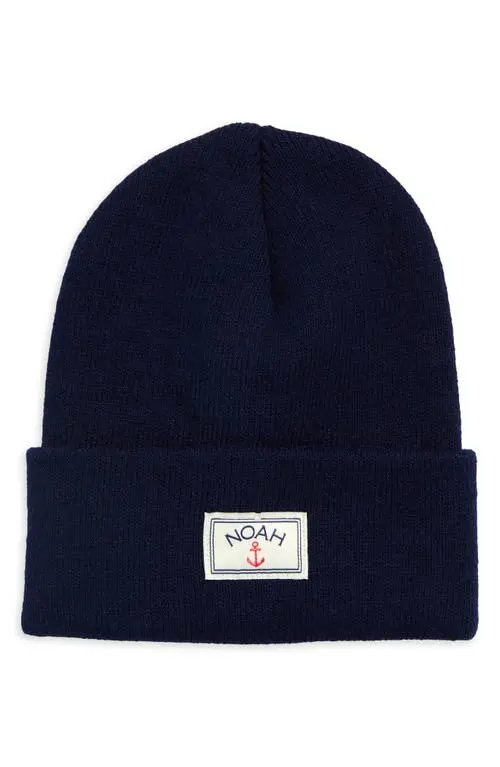 NOAH Anchor Logo Beanie - Navy
