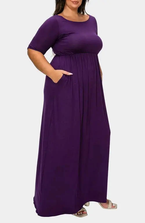 L I V D Eva Jersey Maxi Dress - Eggplant