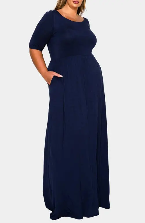 L I V D Eva Jersey Maxi Dress - Navy