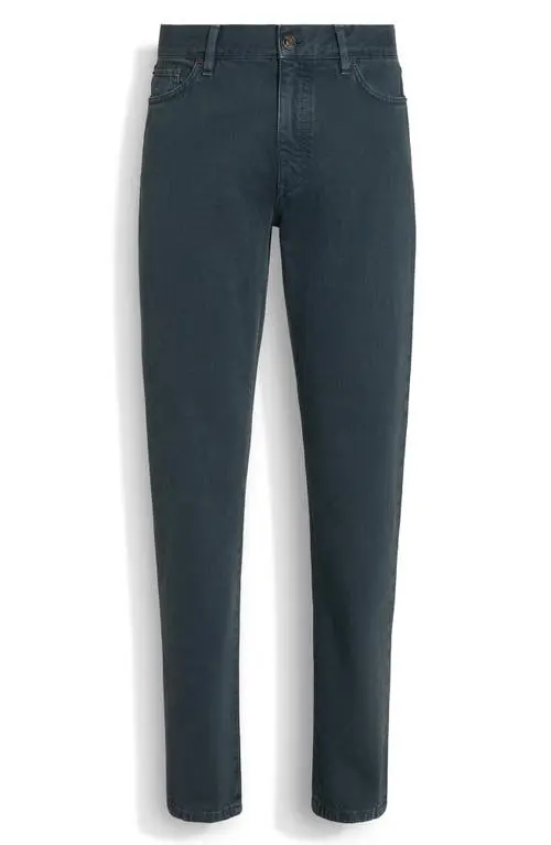 Zegna City Fit Stonewashed Jeans - Bright Blue Solid