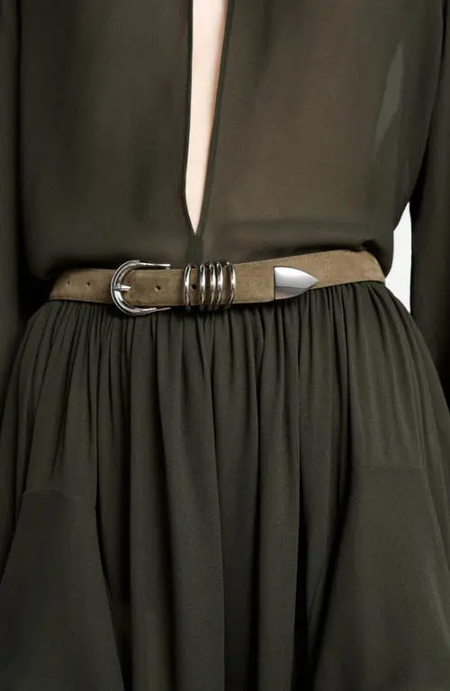 DEHANCHE Hollyhock Suede Belt - Olive