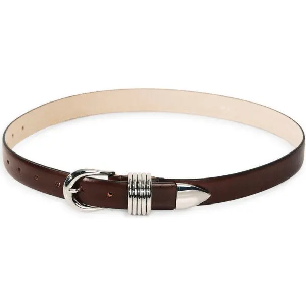 DEHANCHE Hollyhock Leather Belt - Deep Brown/silver