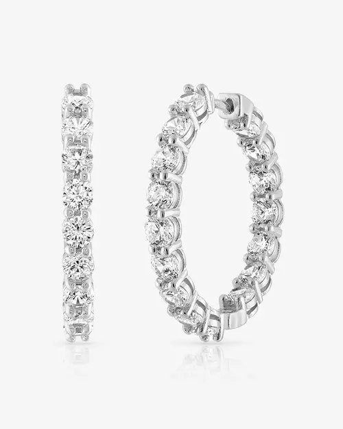 Ben Oni Inside Out Cz Hoop Earrings - Silver