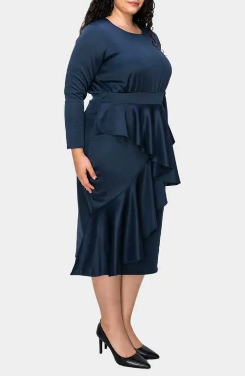 L I V D Alexandra Ruffle Body-con Dress - Navy