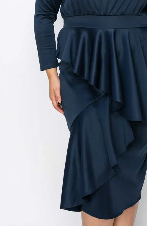 L I V D Alexandra Ruffle Body-con Dress - Navy