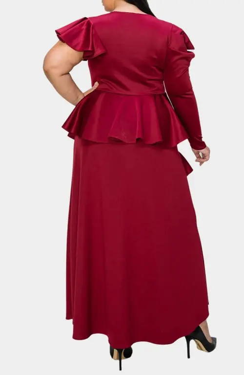 L I V D Vivienne Ruffle Maxi Dress - Burgundy