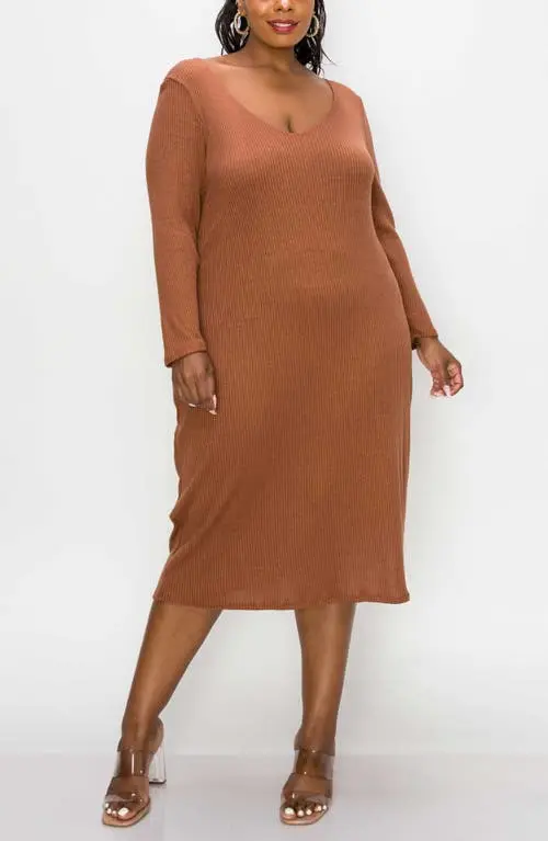 L I V D Scoop Neck Ribbed Midi Dress