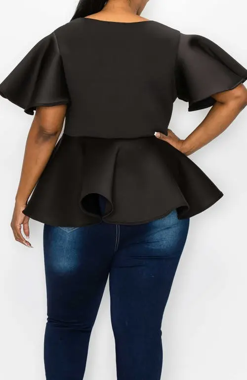 L I V D Siobhan Flutter Sleeve Peplum Top