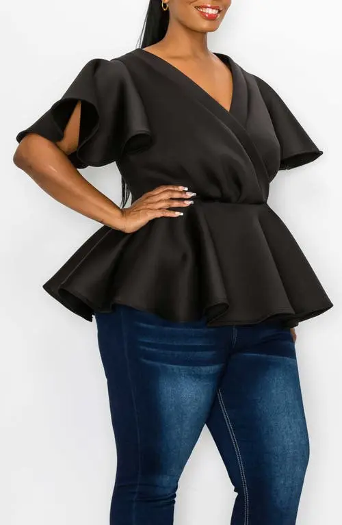 L I V D Siobhan Flutter Sleeve Peplum Top