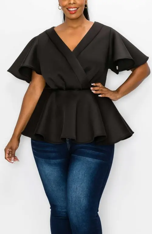 L I V D Siobhan Flutter Sleeve Peplum Top