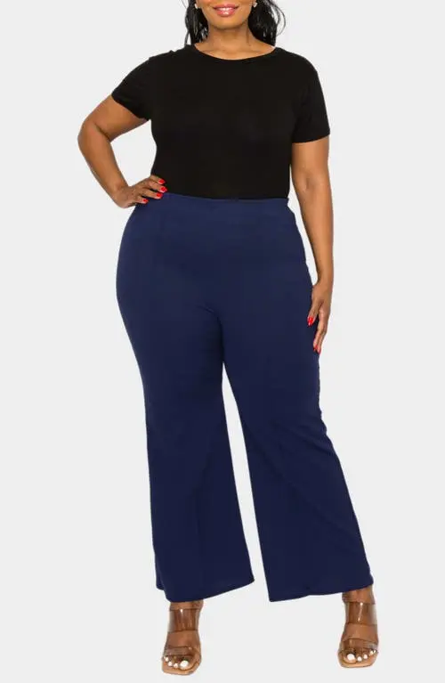 L I V D Blake Pintuck Pleat Wide Leg Pants - Navy