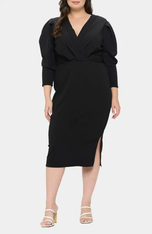 L I V D Boa Pleated Stretch Dress - Black
