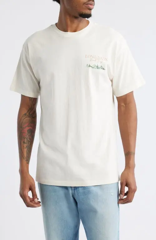 THE FORECAST AGENCY Long Days Cotton Graphic T-shirt - Washed Cream
