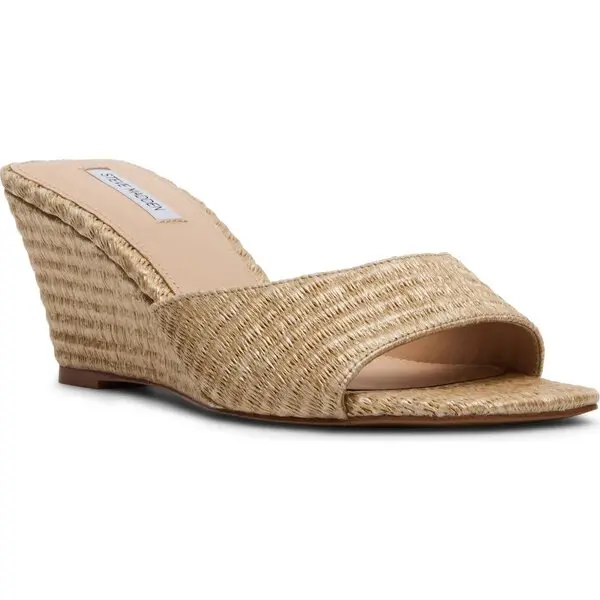 Steve Madden Seleste Wedge Slide Sandal - Gold Raffia