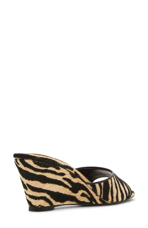 Steve Madden Seleste Wedge Slide Sandal - Zebra Raffia