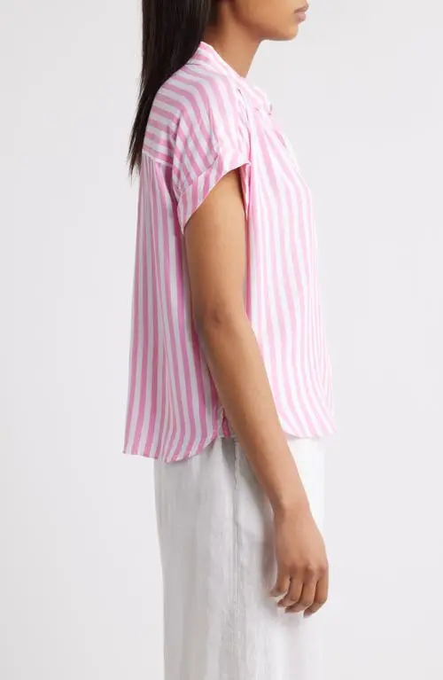 BEACHLUNCHLOUNGE Daria Stripe Short Sleeve Button-up Shirt