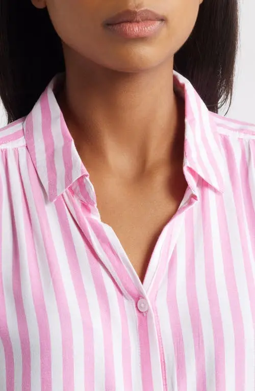 BEACHLUNCHLOUNGE Daria Stripe Short Sleeve Button-up Shirt
