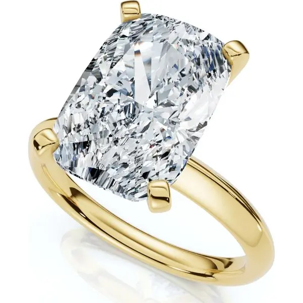 BLISS DIAMOND 5ct Cushion Solitaire Lab Grown Diamond Ring - 14k Yellow Gold