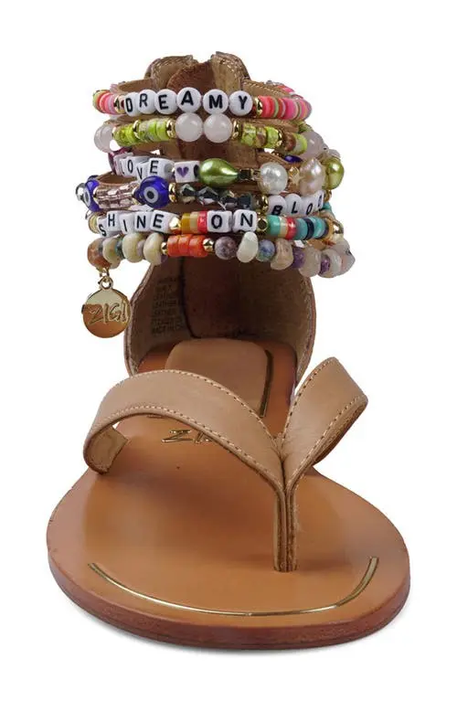 ZIGI Farina Beaded Ankle Cuff Sandal - Tan Multi
