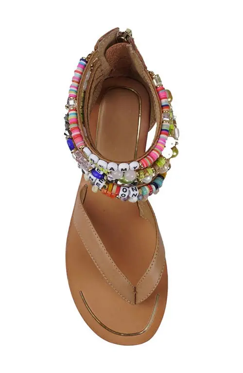 ZIGI Farina Beaded Ankle Cuff Sandal - Tan Multi